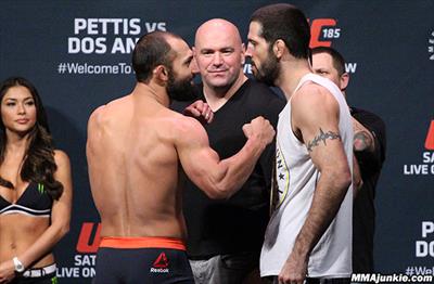 The flexes and face-off video highlights of the UFC 185 weigh-ins M...