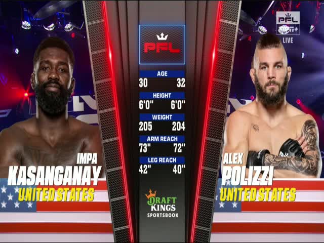 Impa Kasanganay vs. Alex Polizzi Full Fight PFL 2 2024 Part 1 MMA V...