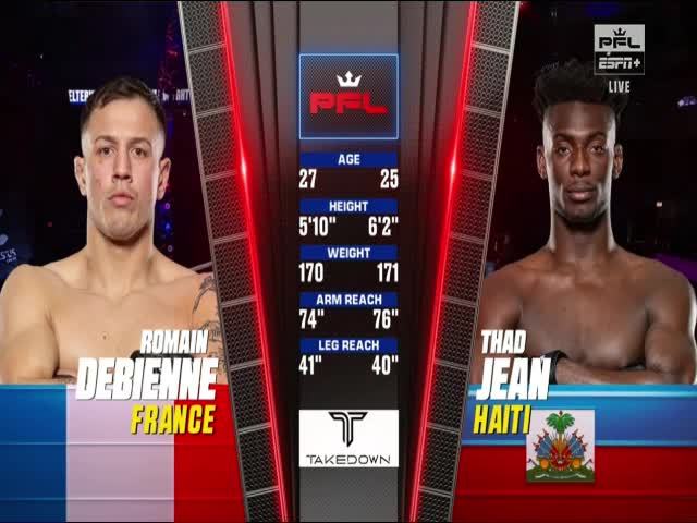 Romain Debienne vs. Thad Jean Full Fight PFL 3 2024 Part 1 MMA Video
